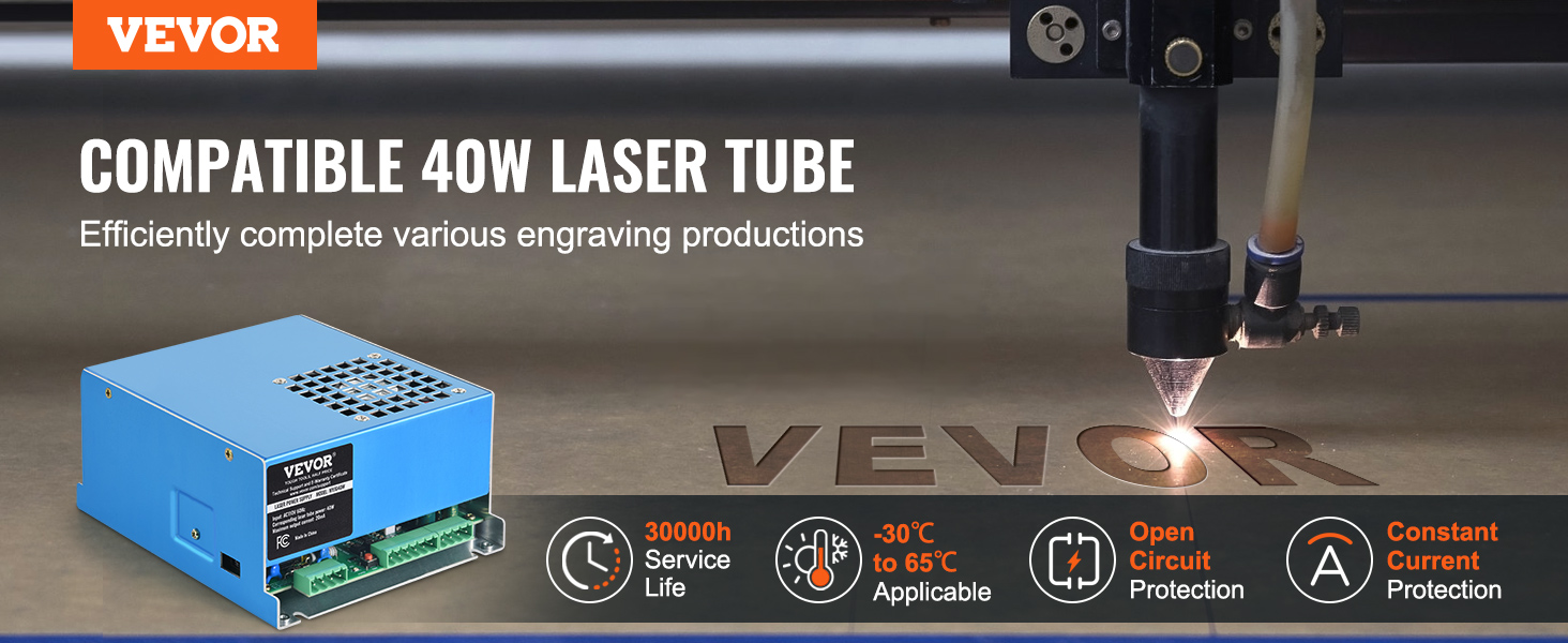 VEVOR CO2 Laser Power Supply for 40W Laser Tube Laser Engravers and ...