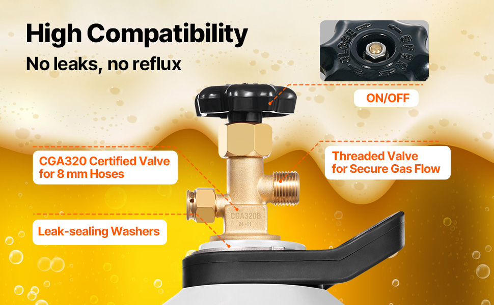 VEVOR Tanque de CO2 de 15 libras, nuevo cilindro de gas de aleación de aluminio con válvula ...