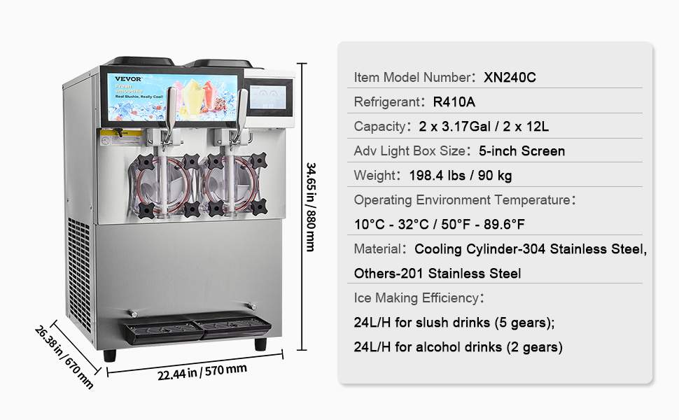 VEVOR 2 x 12L/3.17 Gal Commercial Slushy Machine Margarita Smoothie ...