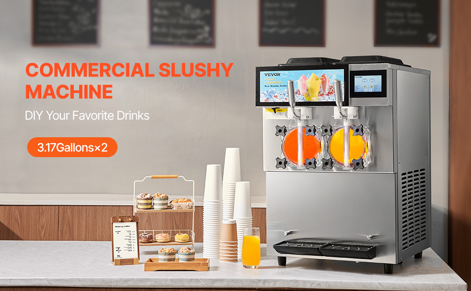 VEVOR 2 x 12L/3.17 Gal Commercial Slushy Machine Margarita Smoothie ...