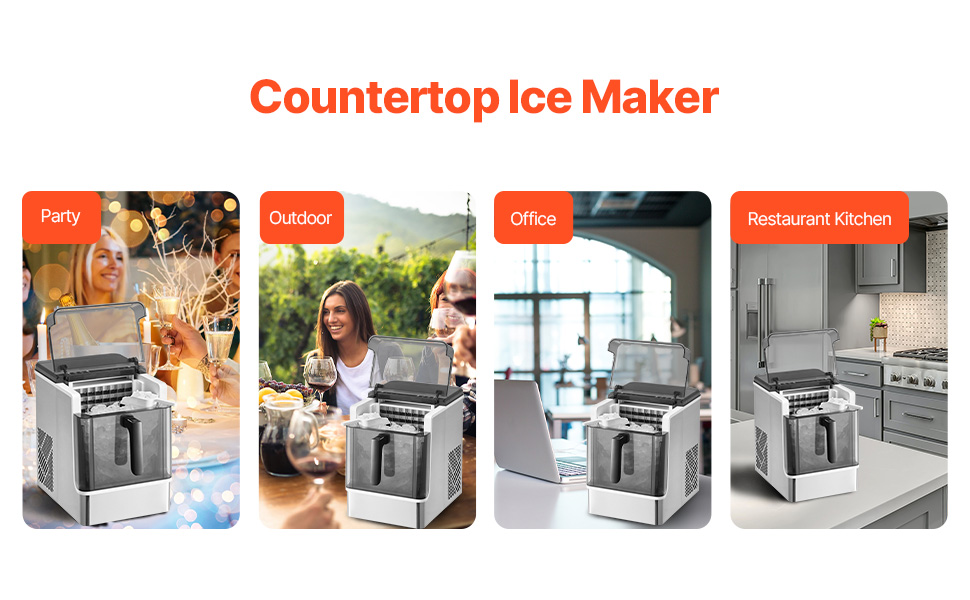 Portable Countertop Ice Maker 50Lbs/24H Self-Cleaning with 3 Sizes Ice ...