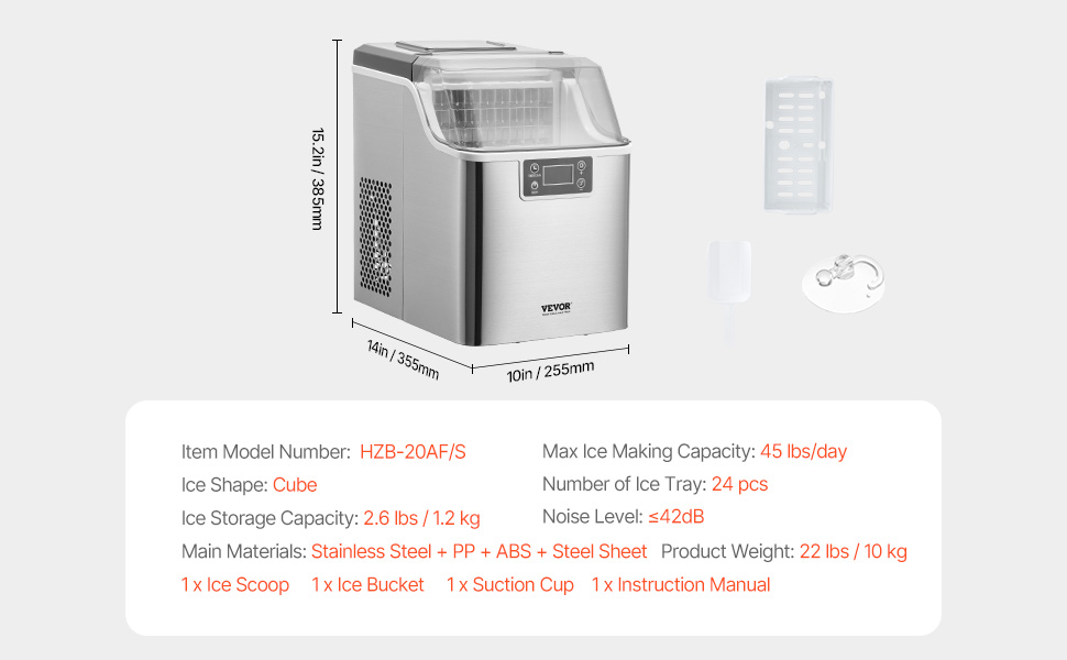 Portable Countertop Ice Maker 45Lbs/24H Self-Cleaning with Scoop Basket ...