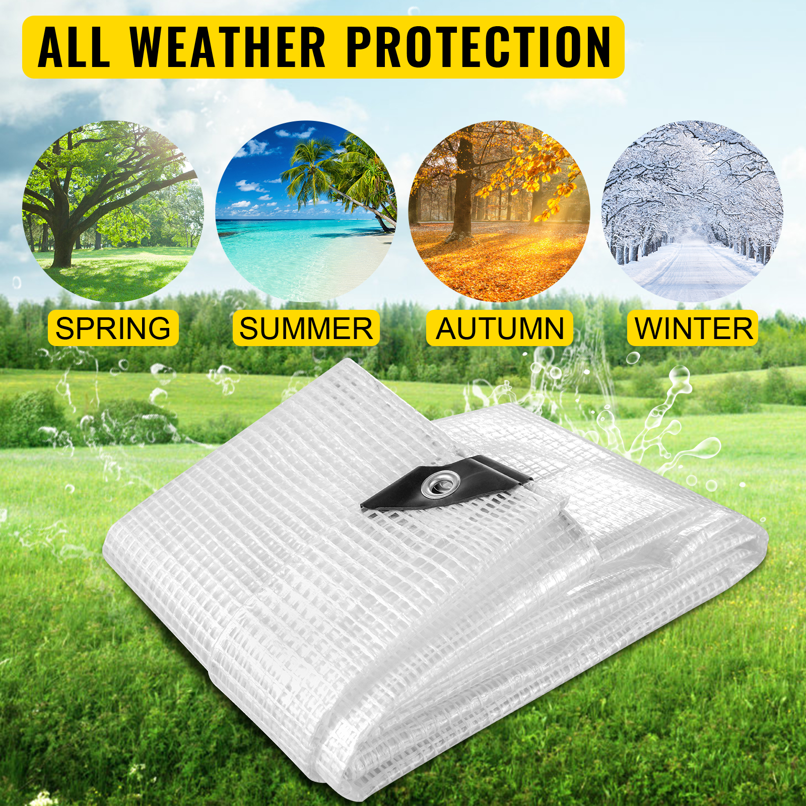 Vevor Clear Tarp 12x24 10mil Clear Greenhouse Tarp Uv Resistant Fiber ...