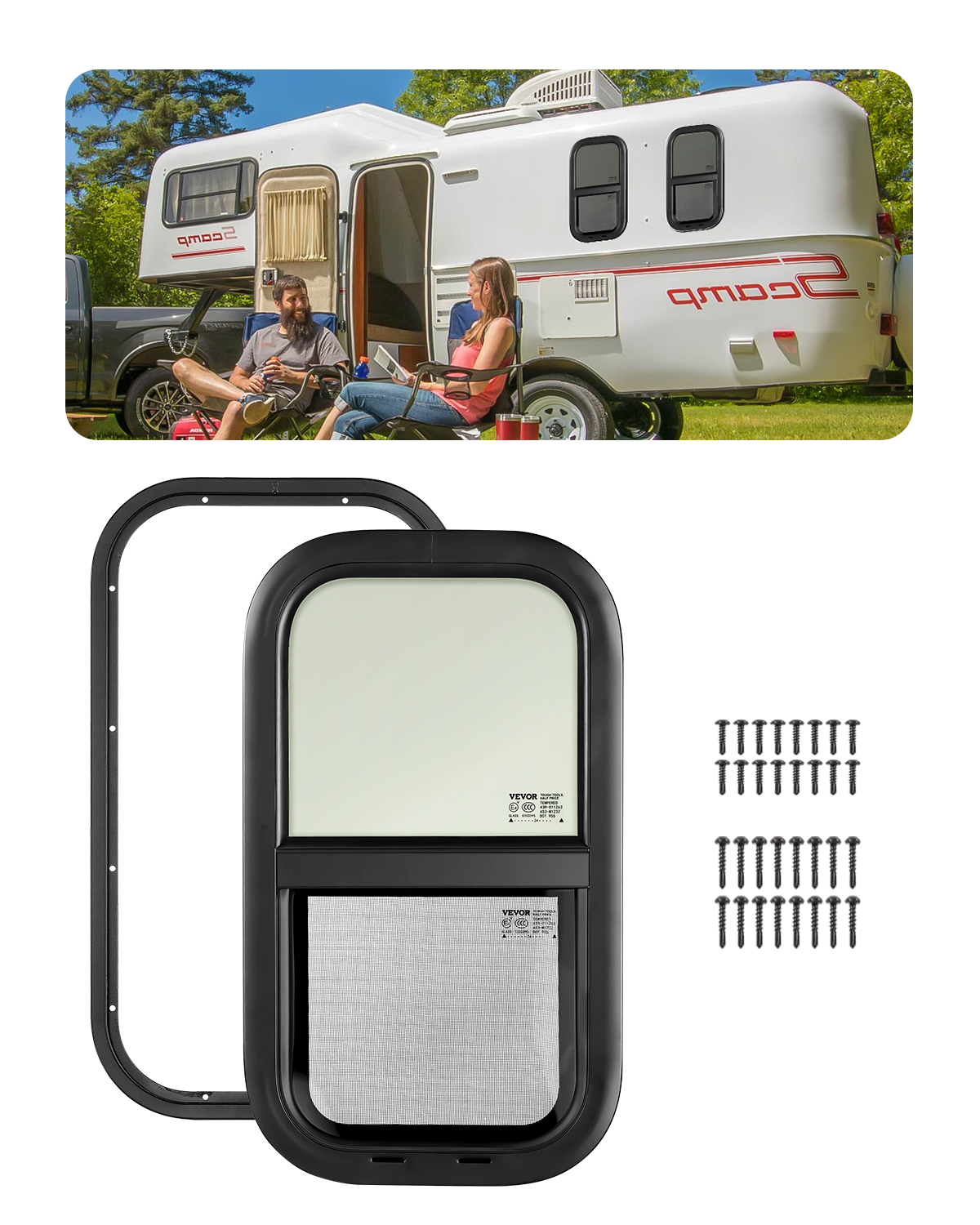 Exit/Vertical RV Window 14x16-36x22in Emergency Push Out Window W ...