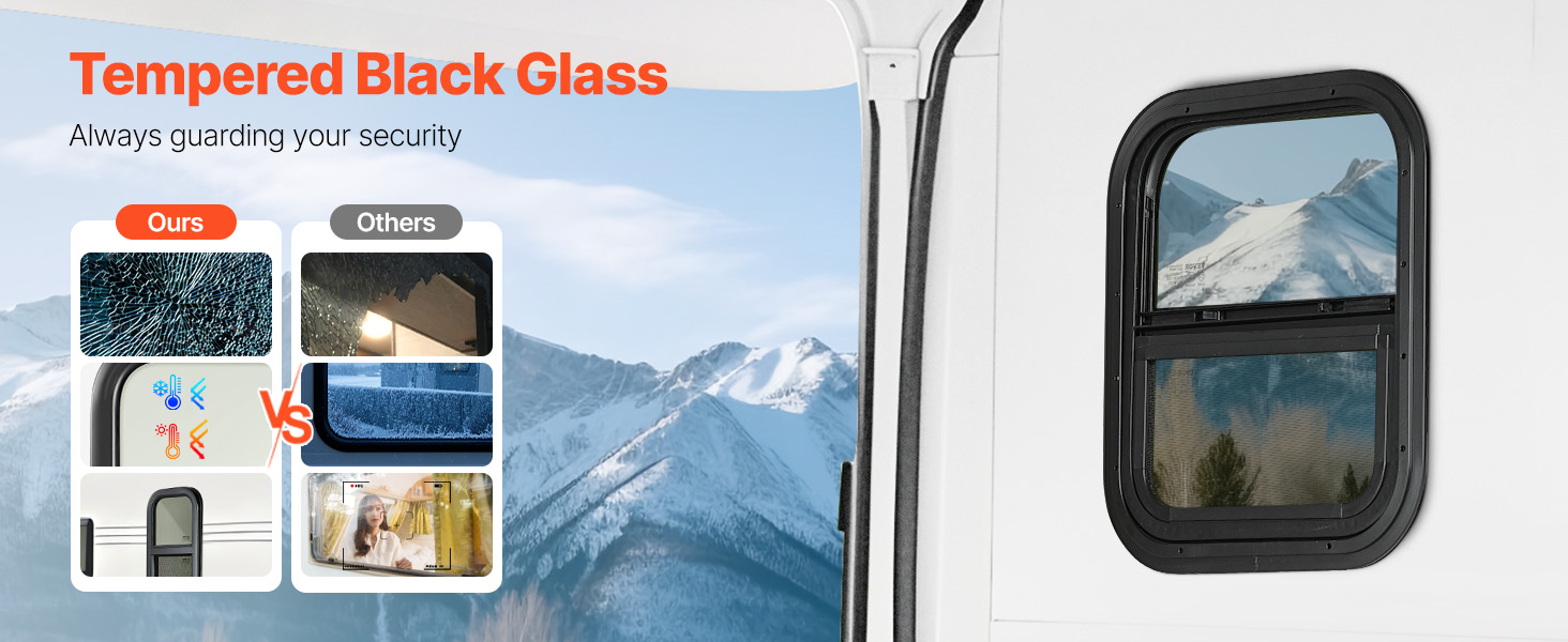 Vertical RV Window 14" W x 16" H Tinted Sliding RV Window & Net Screen ...