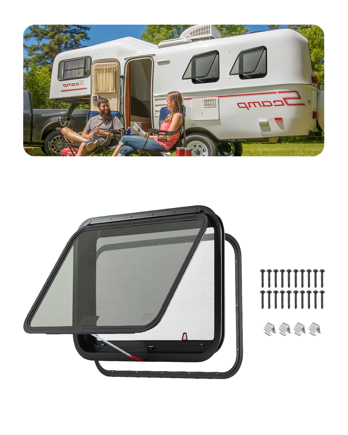 Exit/Vertical RV Window 14x16-36x22in Emergency Push Out Window W ...
