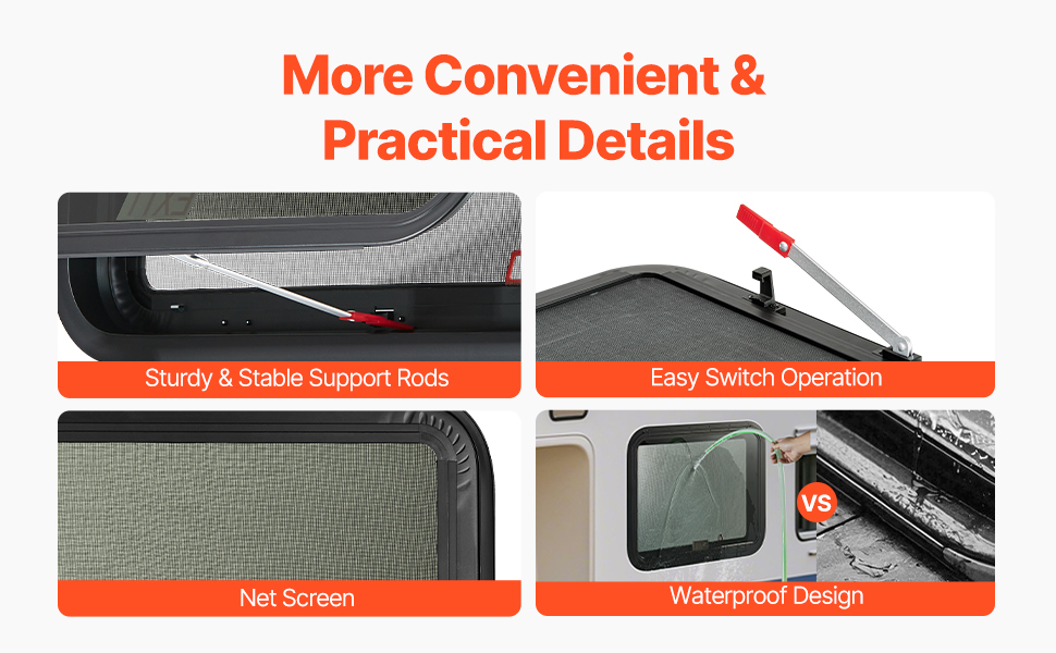 VEVOR Exit RV Window 30" W x 22" H Emergency Push Out Window W/ Screen ...