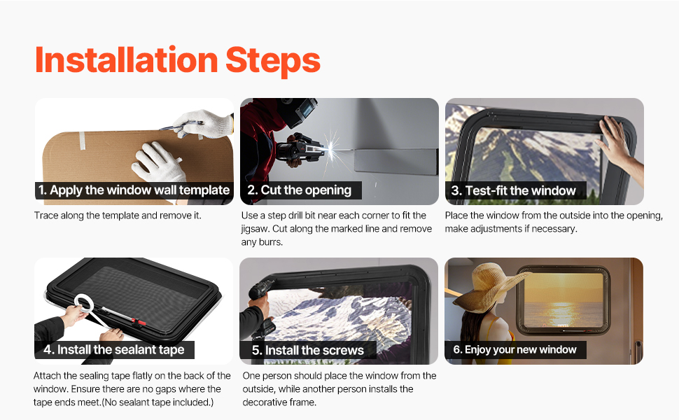 VEVOR Exit RV Window 30" W x 22" H Emergency Push Out Window W/ Screen ...