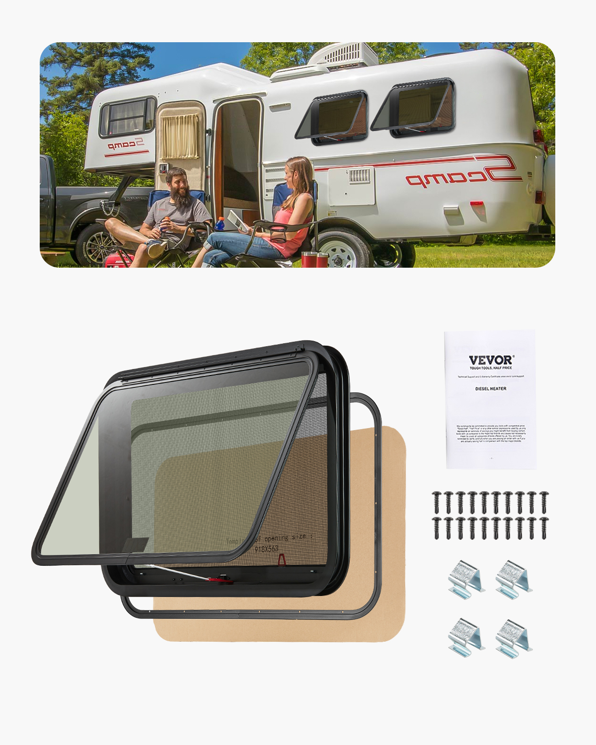 Exit/Vertical RV Window 14x16-36x22in Emergency Push Out Window W ...