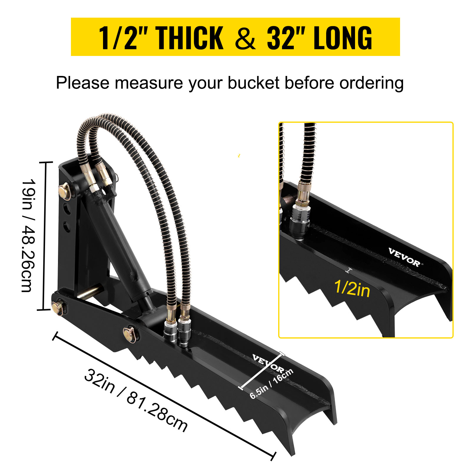 VEVOR Backhoe Thumb 32 inch Hydraulic Backhoe Excavator Thumb ...
