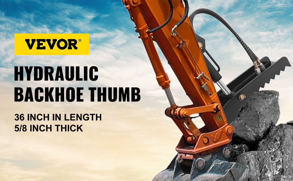 36" Hydraulic Backhoe Thumb Hoe Clamp 5/8" Steel Plate Assembly ...