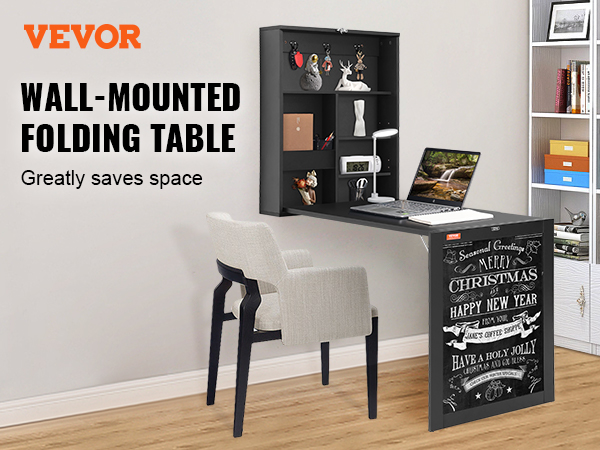VEVOR Wall Mounted Desk, Fold out Convertible Desk, Multi-Function ...