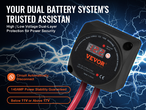 VEVOR Split Charge Relay Voltage Sense Relay 12V 140A Dual Battery ...