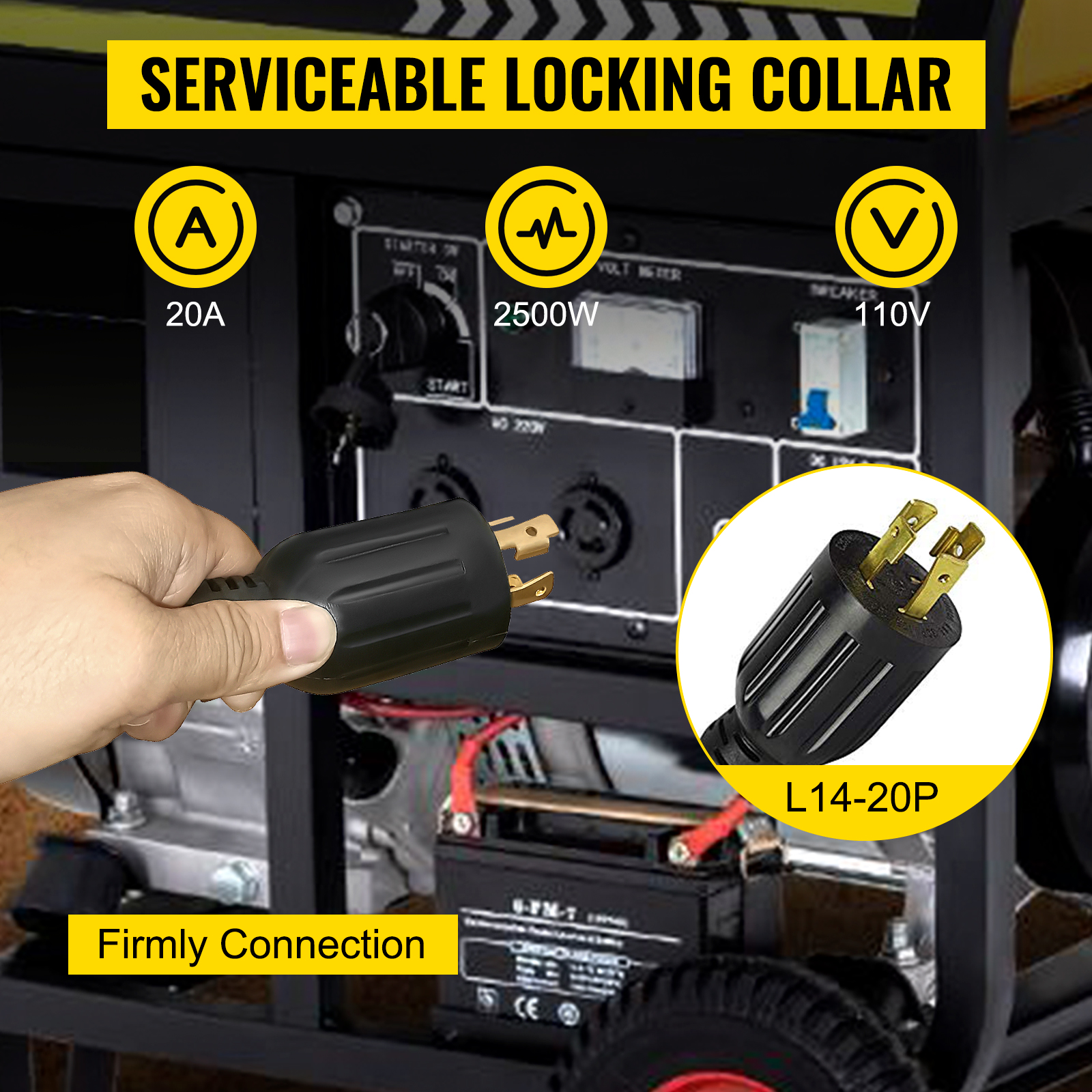 Generator Power Cord Extension Cord 50FT 20A L14-20P to 4*N5-20R ...