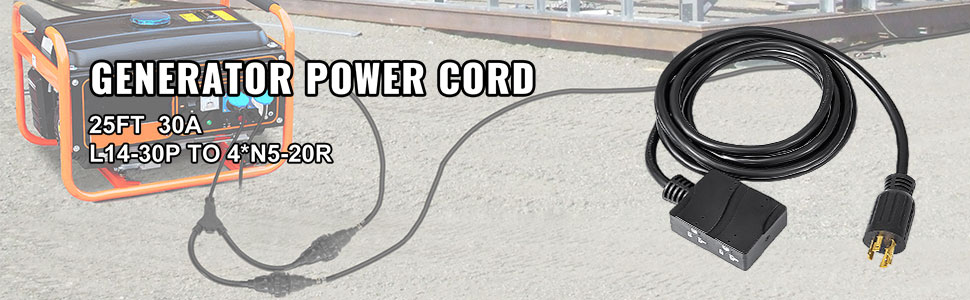 Generator Power Cord Extension Cord 25FT 30A L14-30P to 4*N5-20R ...