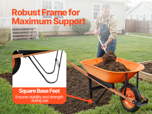 VEVOR Wheelbarrow Cart One Wheel Garden Dump Cart 330 lbs Yard Utility ...