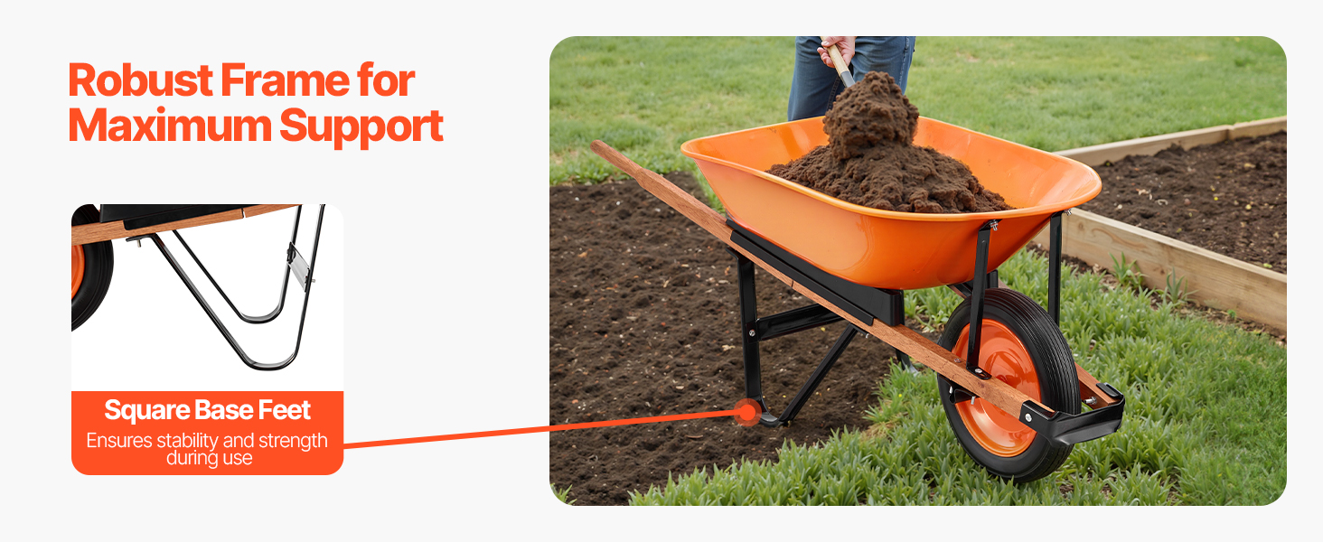 VEVOR Wheelbarrow Cart One Wheel Garden Dump Cart 330 lbs Yard Utility ...