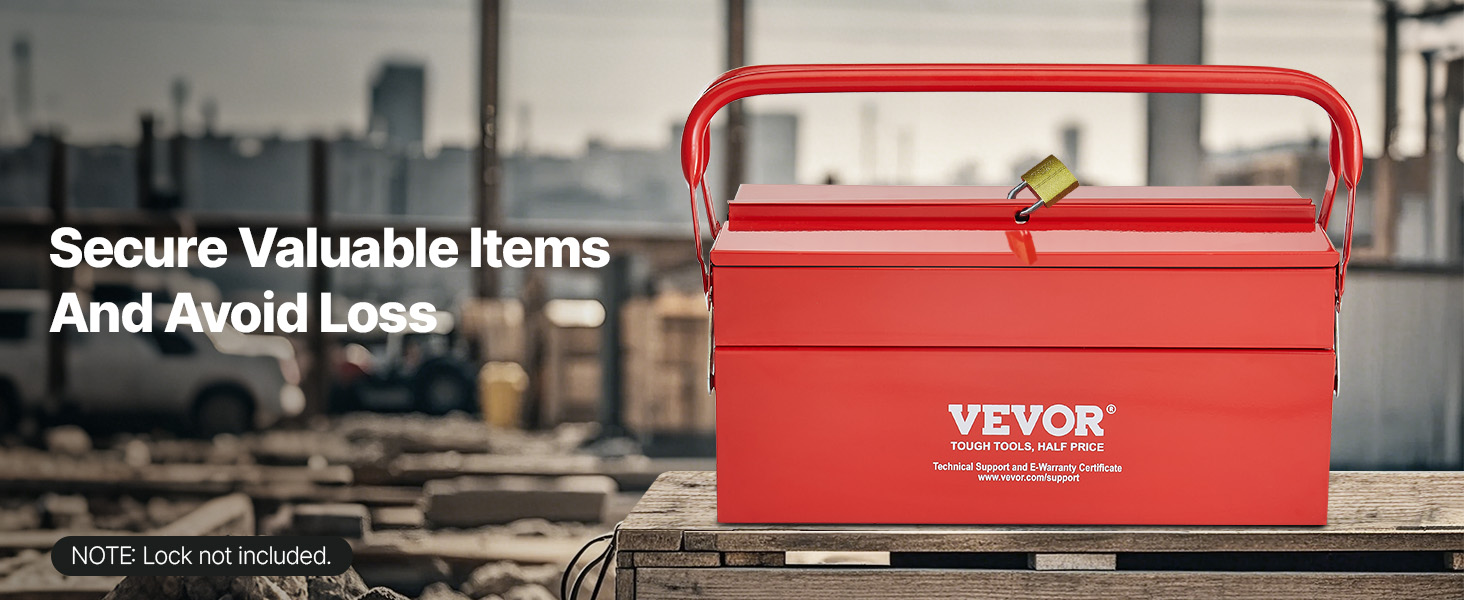 VEVOR Tool Box 14-inch 2-Tier 3-Tray Folding Cantilever Toolbox with ...