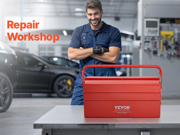 Tool Box 18-inch 3-Tier 5-Tray Folding Cantilever Toolbox with Handle ...