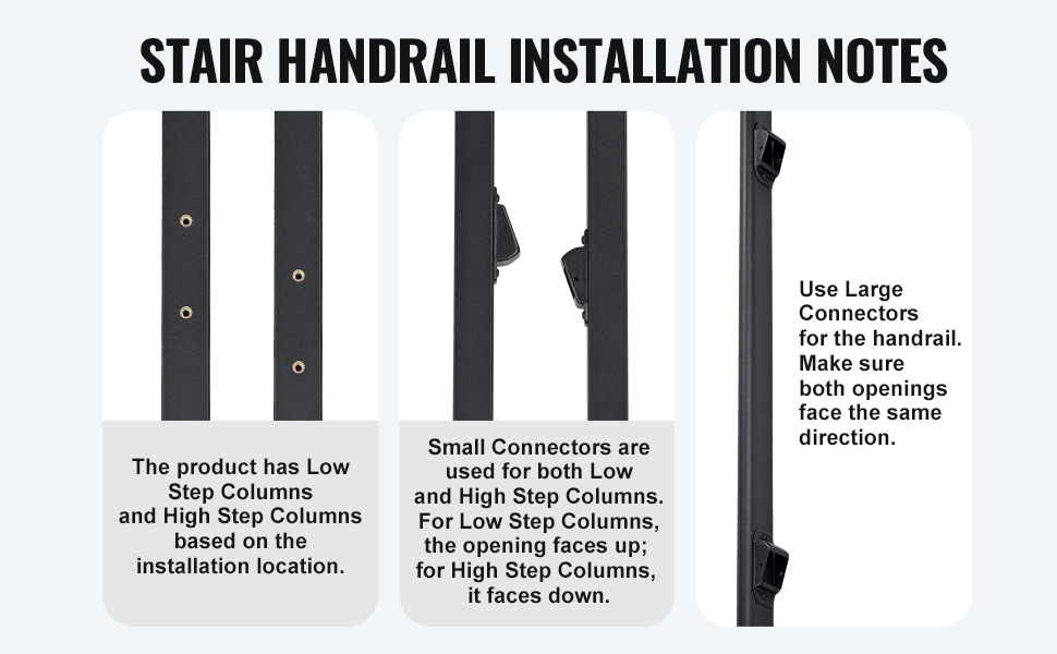 VEVOR 5-6 Handrails for Outdoor for Seniors Porch Deck Black Square ...