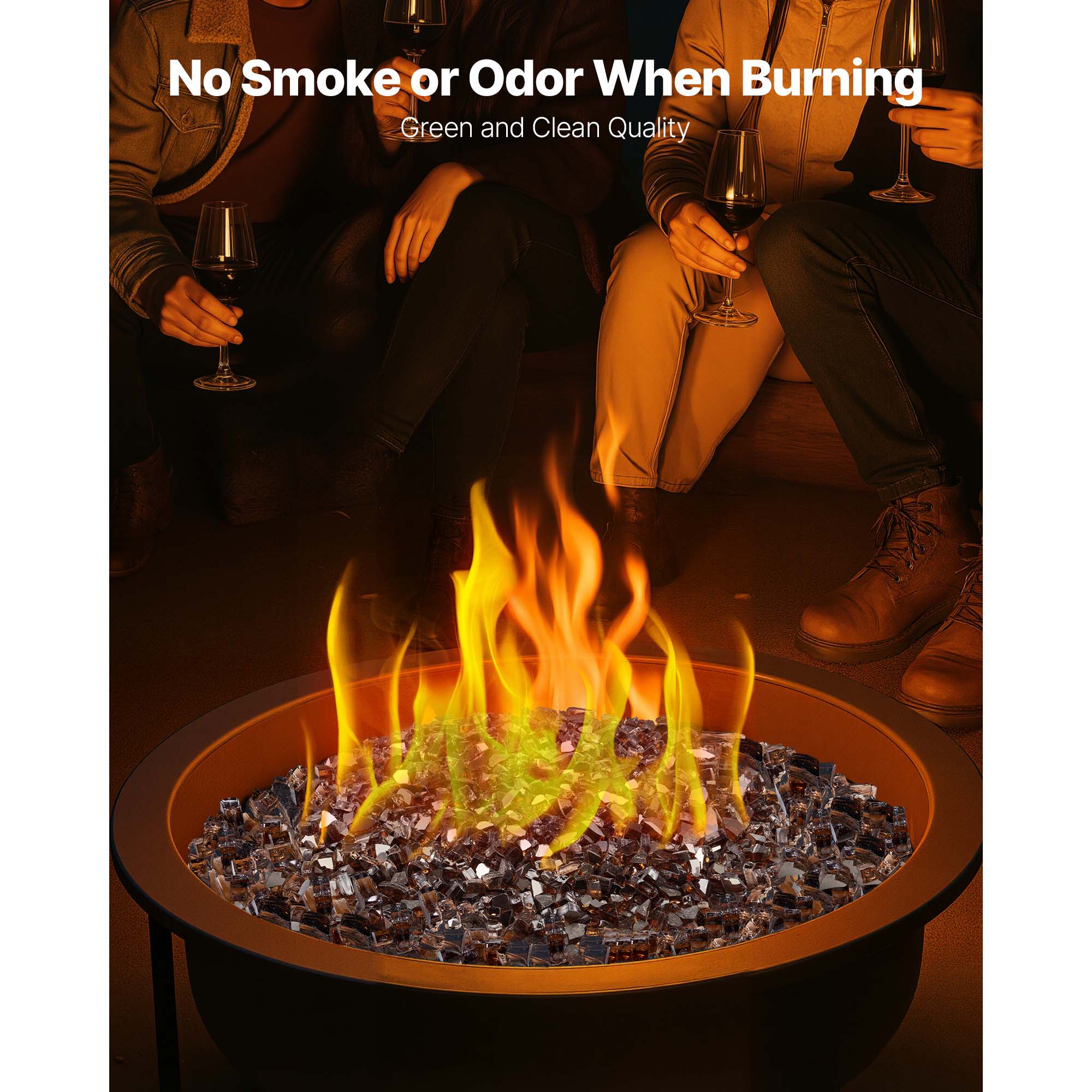 Mophorn Fire Glass, 20 LBS / 9.0 KG Heat-Resistant Fireplace Stones, 1/ ...