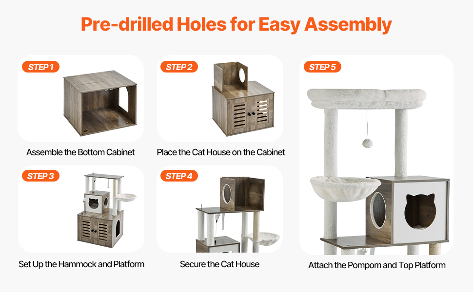 72.83" Large Cat Tree Litter Box Enclosure 2-in-1 Cat Tower Indoor Play ...