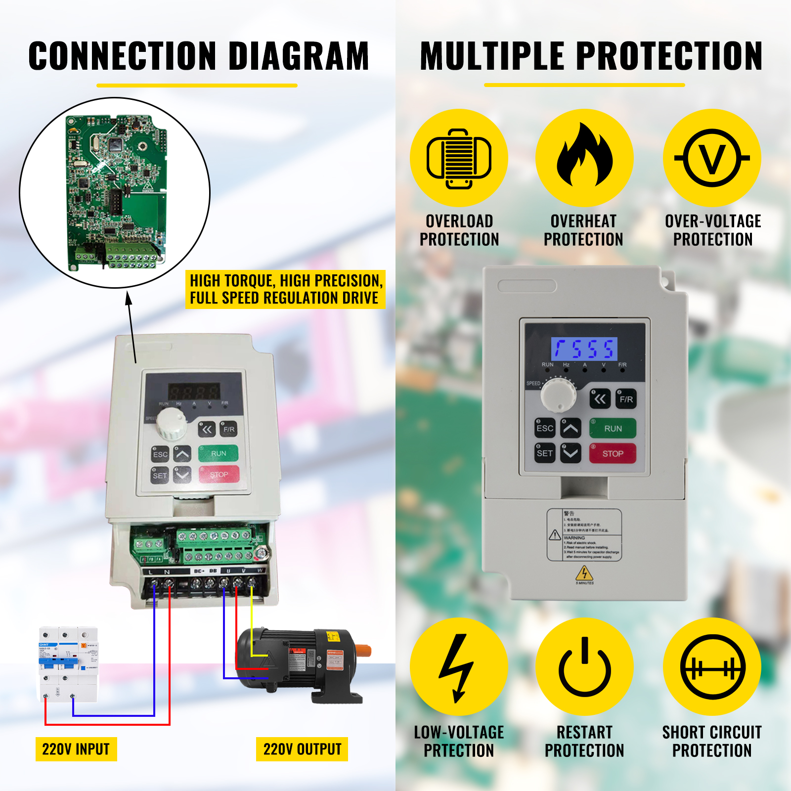 Vevor Cnc Spindle Motor Kit Air Cooled Spindle Motor 2.2kw 220v Vfd ...