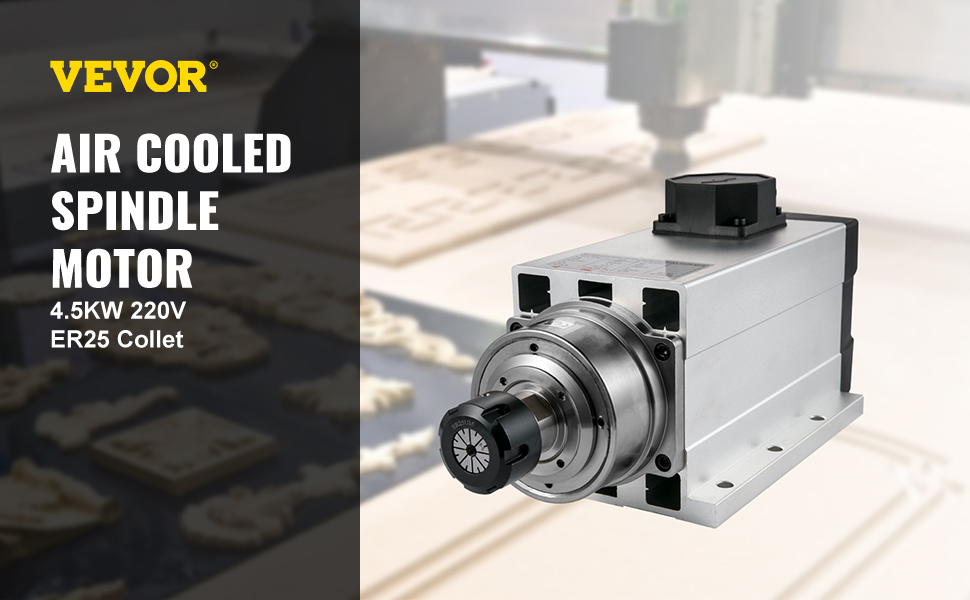 Vevor Cnc Square Spindle 4.5kw 220v Air Cooled Spindle Motor Er25 300hz ...