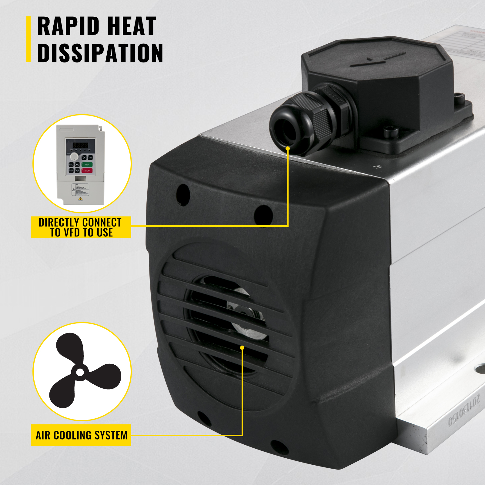 Vevor Cnc Square Spindle 4.5kw 220v Air Cooled Spindle Motor Er25 300hz ...