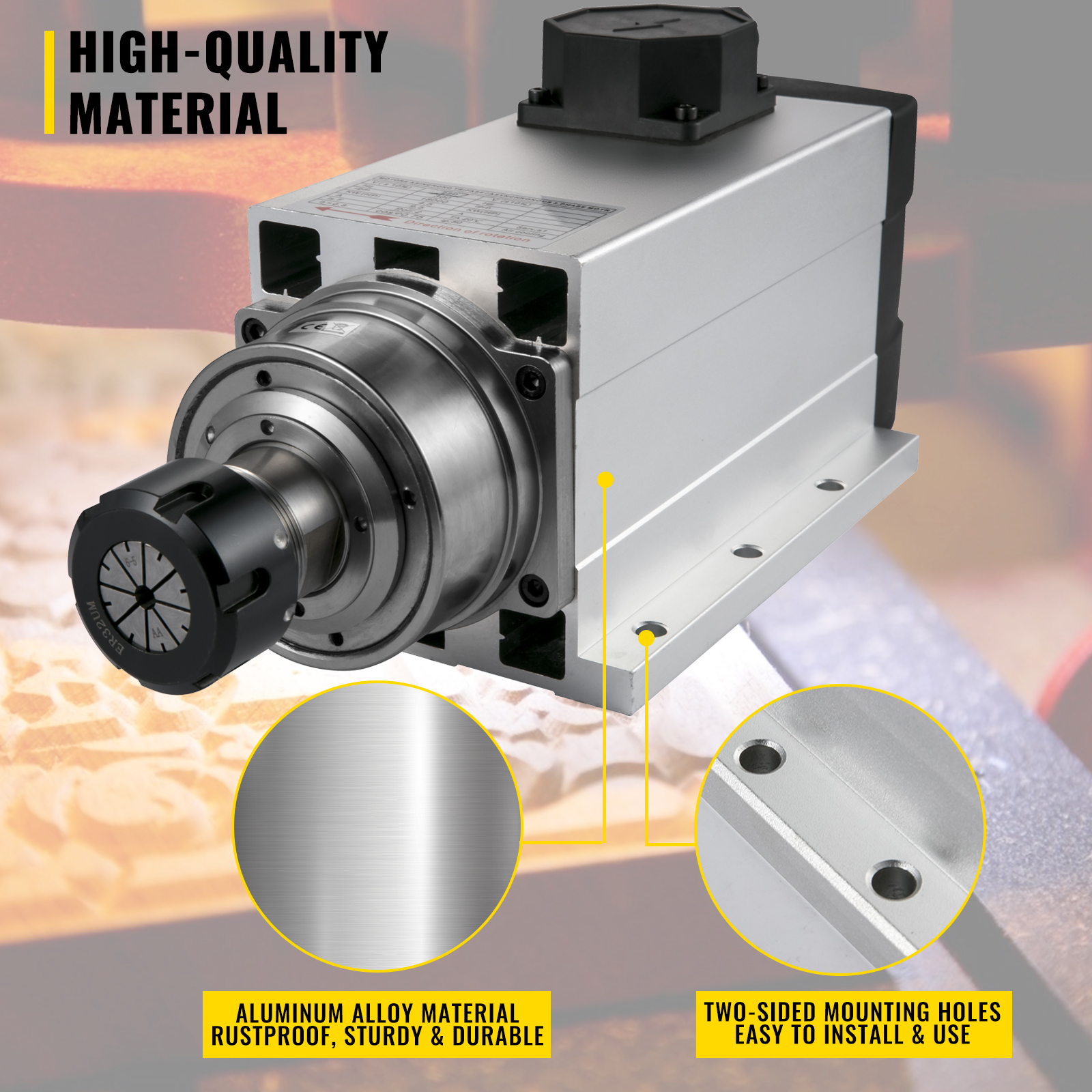 Vevor Motor De Husillo Refrigerado Por Aire Motor Husillo Cnc Er32 4,5 ...