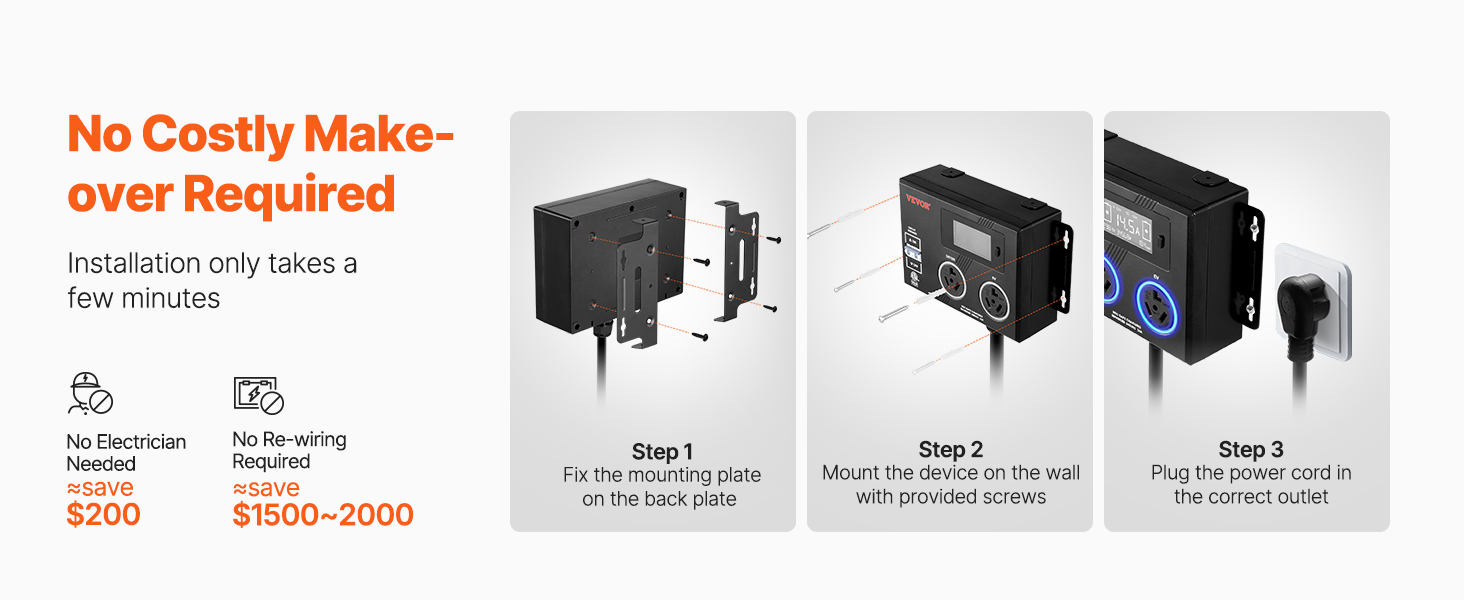 NEMA Splitter for Dryer and EV NEMA 10-30P 2x 10-30R 3.4'' LCD Screen ...