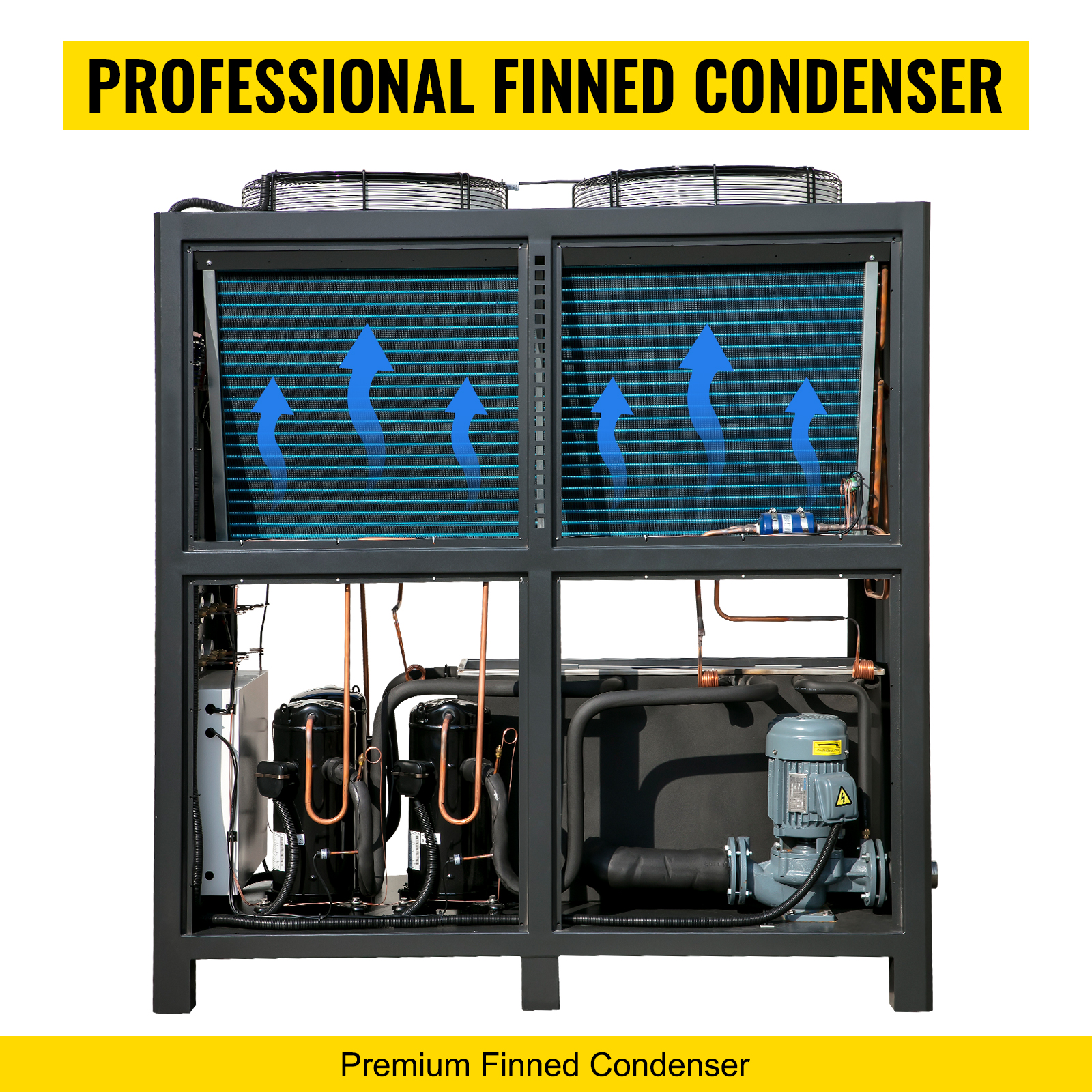 VEVOR Water Chiller 15Ton, Capacity Industrial Chiller 15Hp, Air-Cooled ...