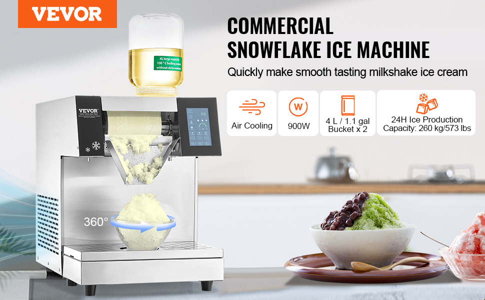 Commercial Snowflake Ice Machine 573LBS/24H Stainless Steel for Ice ...