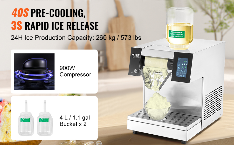 Commercial Snowflake Ice Machine 573LBS/24H Stainless Steel for Ice ...