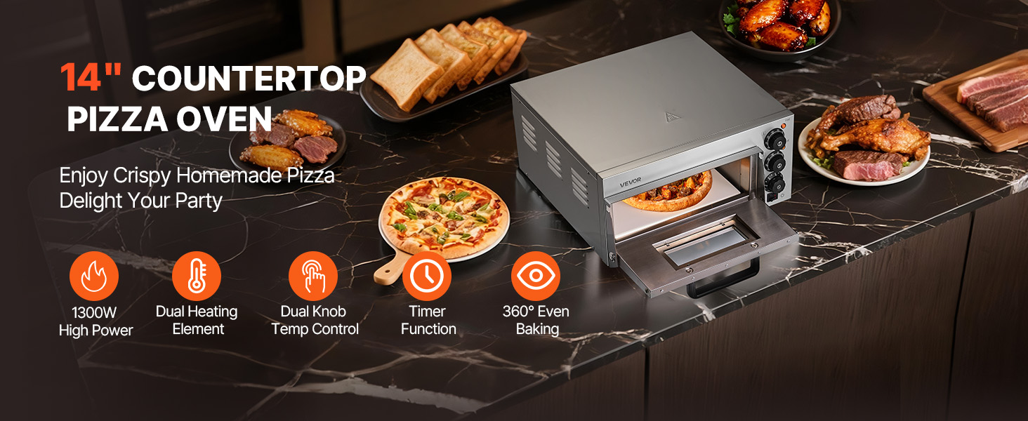 VEVOR kommersiell pizzaugn Elektrisk pizzaugn för 14" pizza inomhus ...