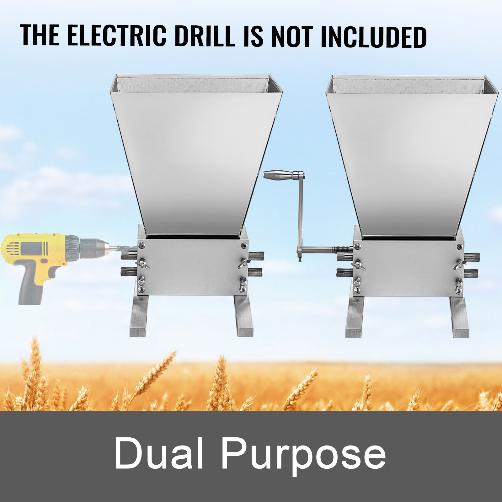 VEVOR 0.64~2.5mm Malt Crusher Stainless Steel 3 Roller Malt Mill ...