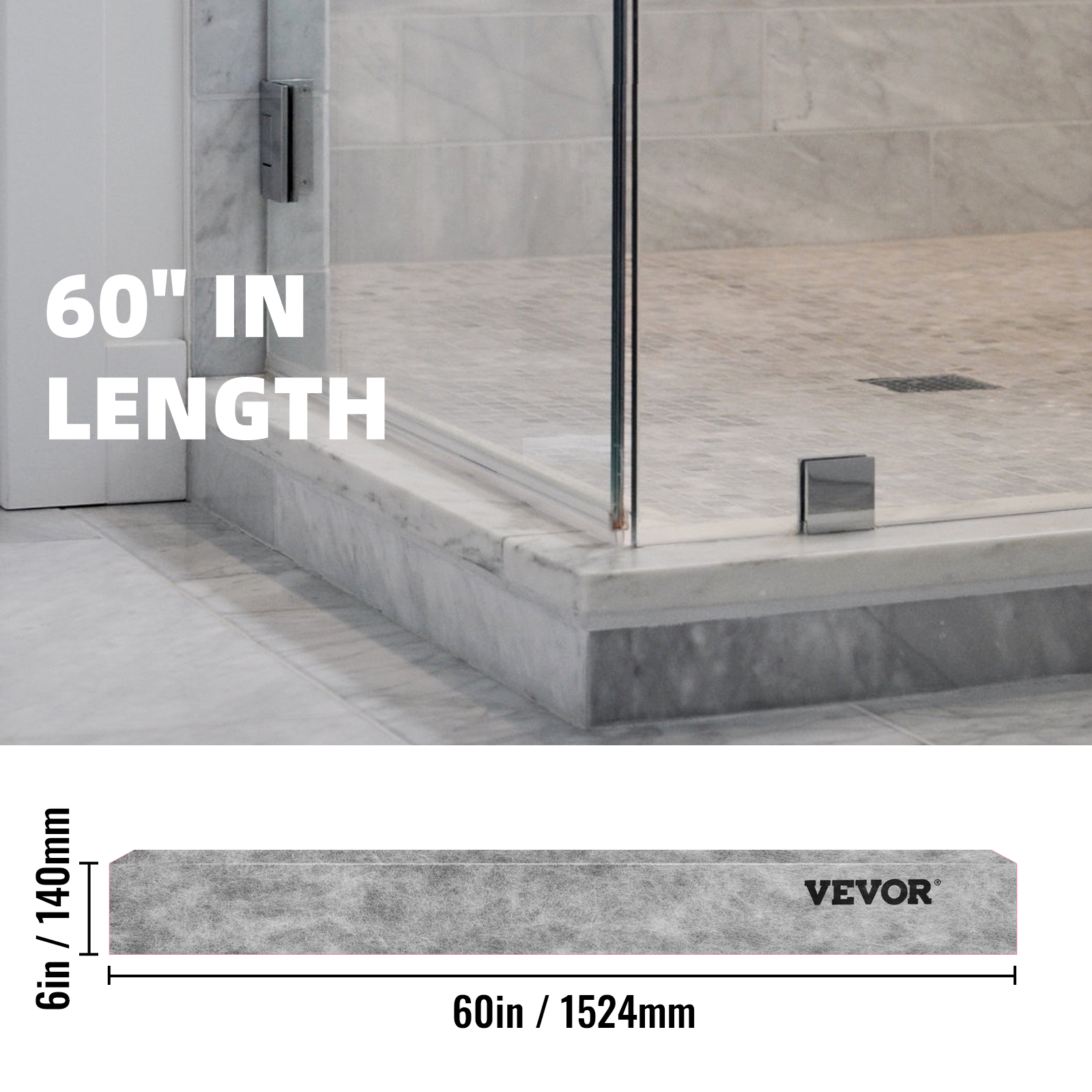 VEVOR Shower Curb 60 X 4 X 6 Cuttable Waterproof XPS Foam
