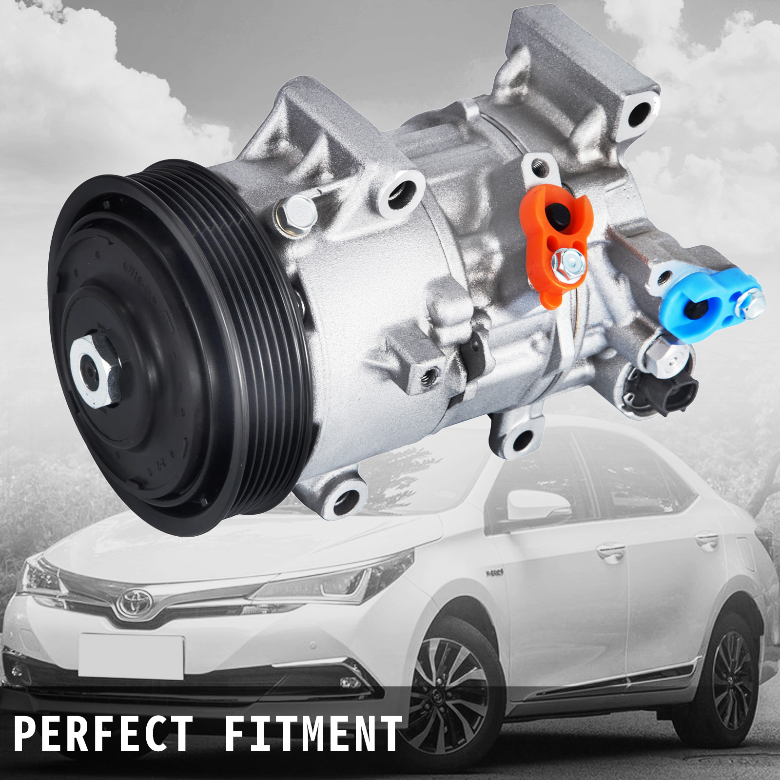 88310-02852 AC Compressor w/Clutch 6SES14C for 2014-2016 Toyota Corolla ...