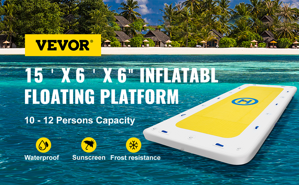 VEVOR Inflatable Dock Platform 15’x6’x6” Inflatable Dock, 10- to 12 ...