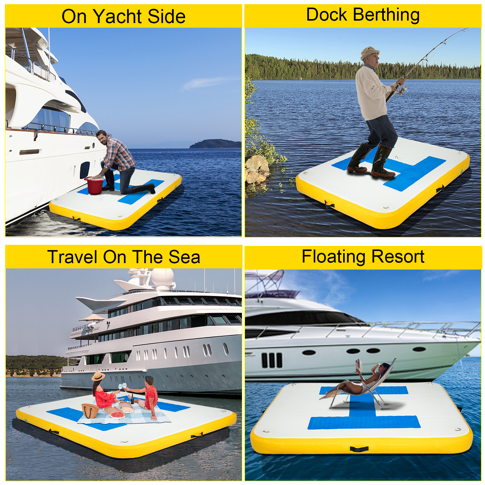 Vevor Inflatable Dock Platform Inflatable Dock 6'x5'x6" Floating Dock W ...