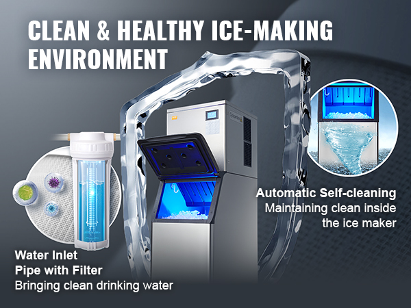 VEVOR Commercial Ice Maker, 550LBS/24H Ice Making Machine with 330.7LBS ...