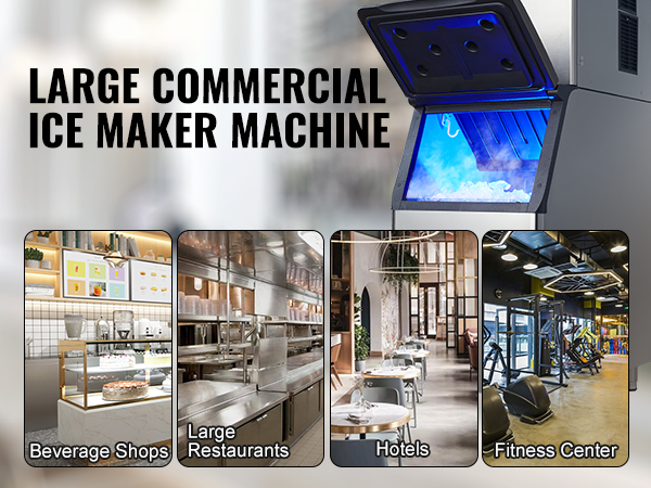 VEVOR Commercial Ice Maker, 550LBS/24H Ice Making Machine with 330.7LBS ...