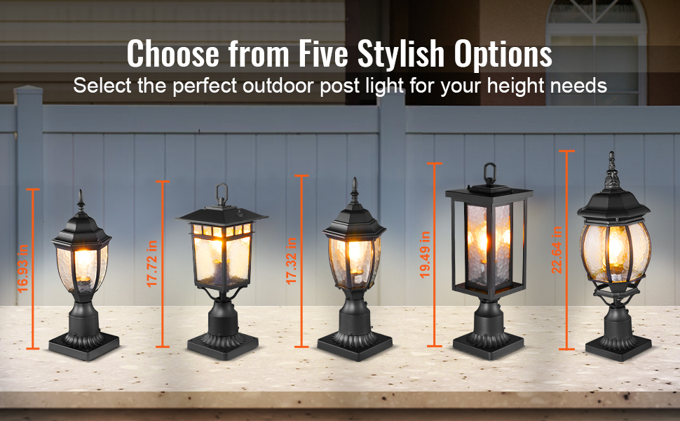 VEVOR 2 PCs Dusk to Dawn Outdoor Lamp Post Light Fixture 15.35in Pole ...