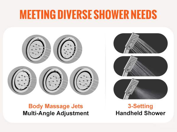 VEVOR Shower Panel System, 4 Shower Modes Shower Panel Tower, Rainfall ...