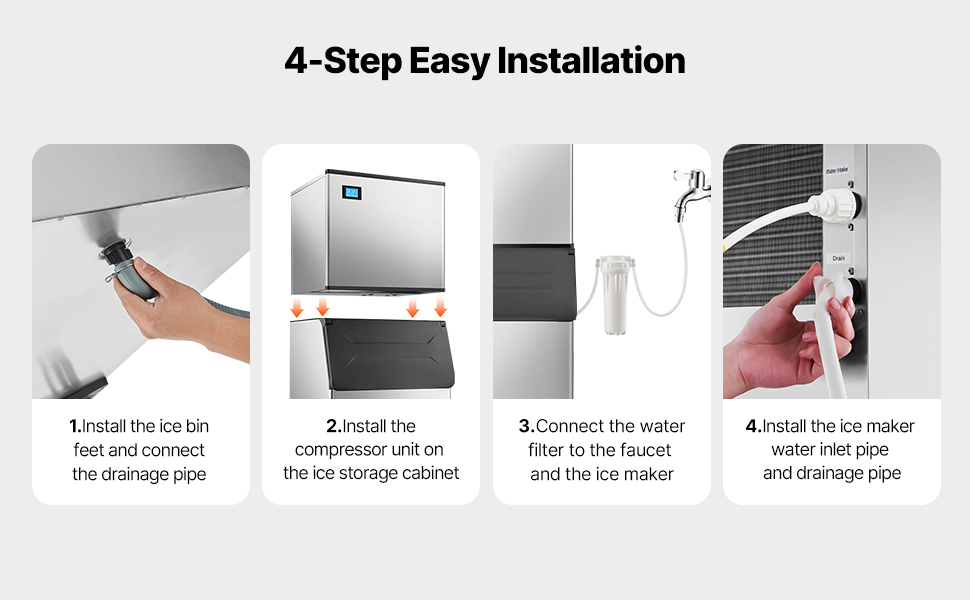 VEVOR Contenedor de almacenamiento de hielo para máquina de hielo comercial con capacidad de 500 ...