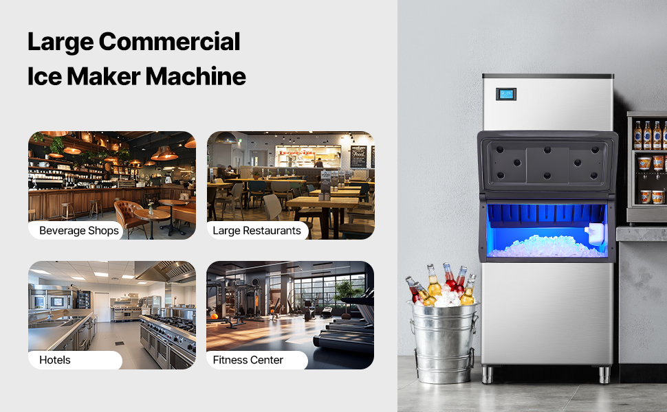 VEVOR Contenedor de almacenamiento de hielo para máquina de hielo comercial con capacidad de 500 ...