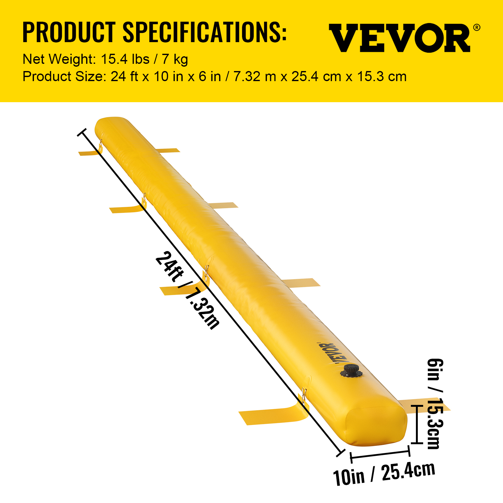 VEVOR Flood Barrier Hydro Barrier 24'/12' Length x 12"/6" Height Water ...