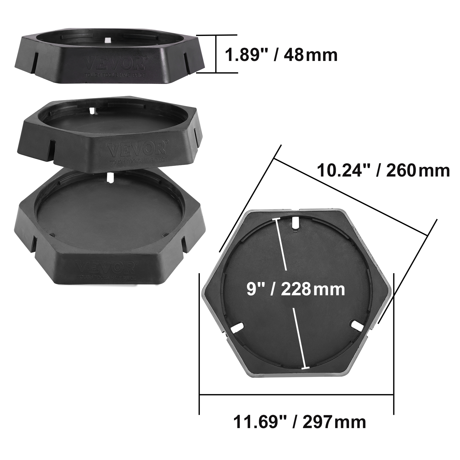 VEVOR RV Leveling Pads, 9 Inch Round Landing Feet, Permanent Attached ...