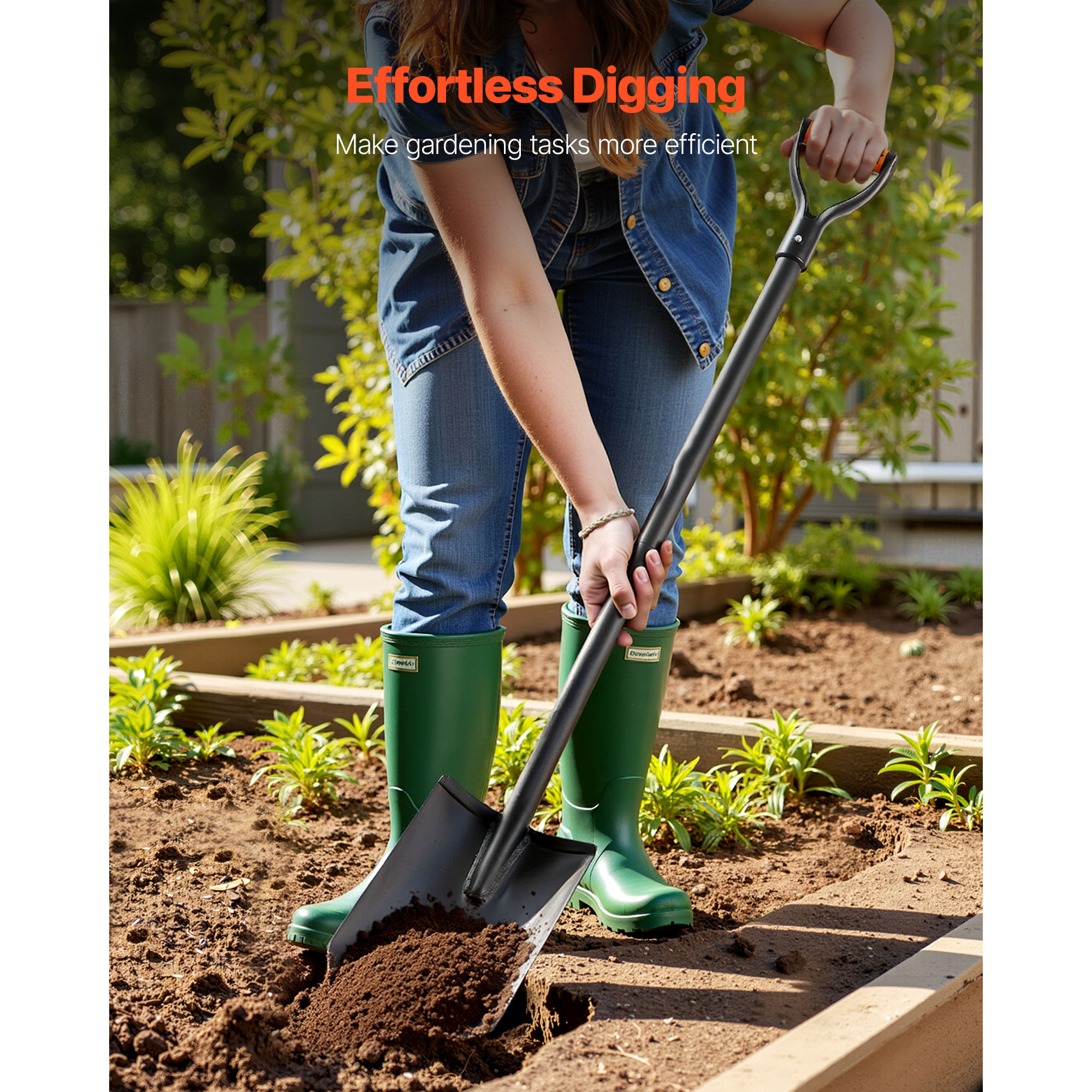 Mophorn 48-Inch Heavy-Duty Square Shovel with Alloy Steel Blade, Non ...