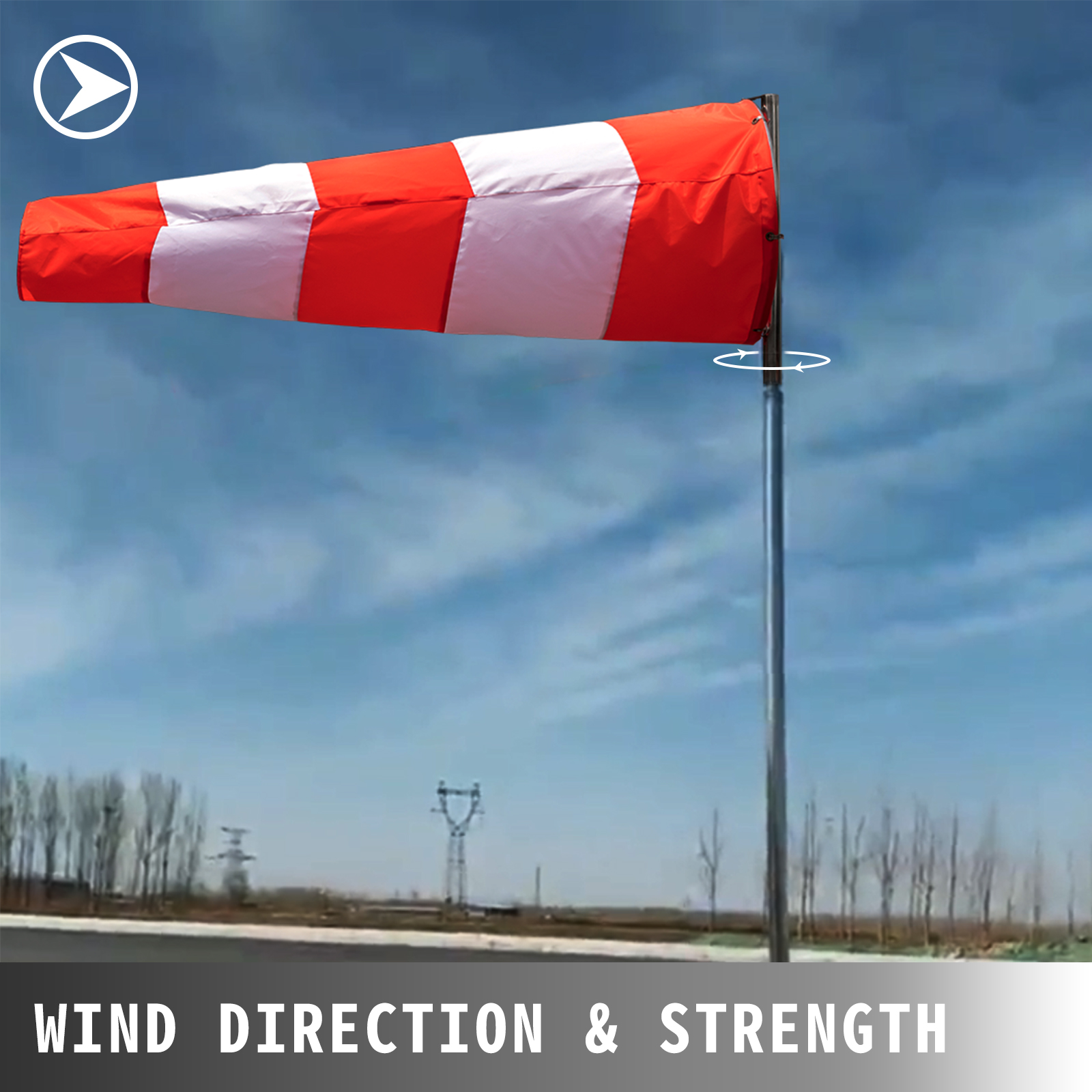 Airport Windsock Wind Direction Sock 18"x96", Aviation Wind Sock Orange ...